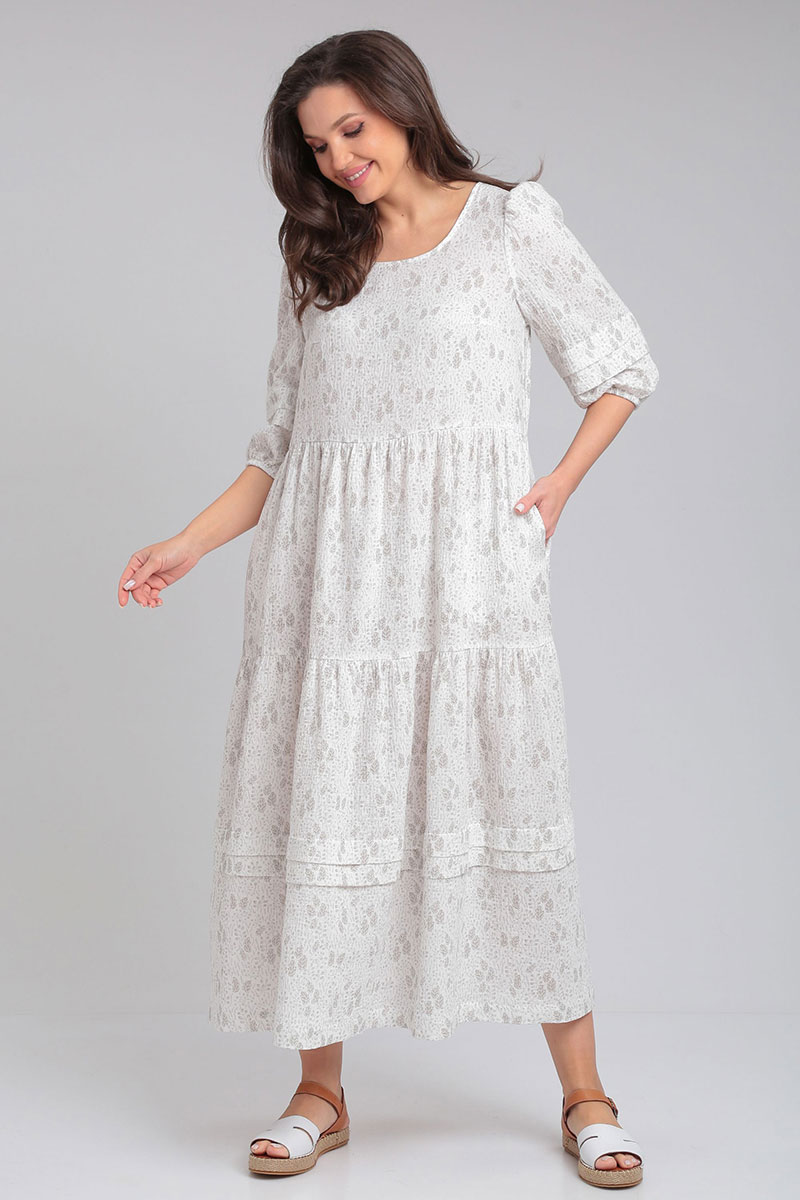 Купить платья миди LeNata 13273.05 рисунок на молочном - Описание, фото, цена