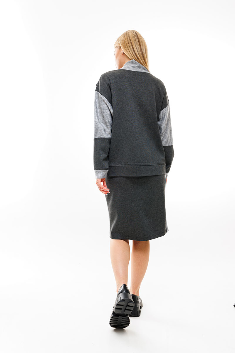 Купить женские костюмы с юбкой NikVa 387.1 графит - Описание, фото, цена