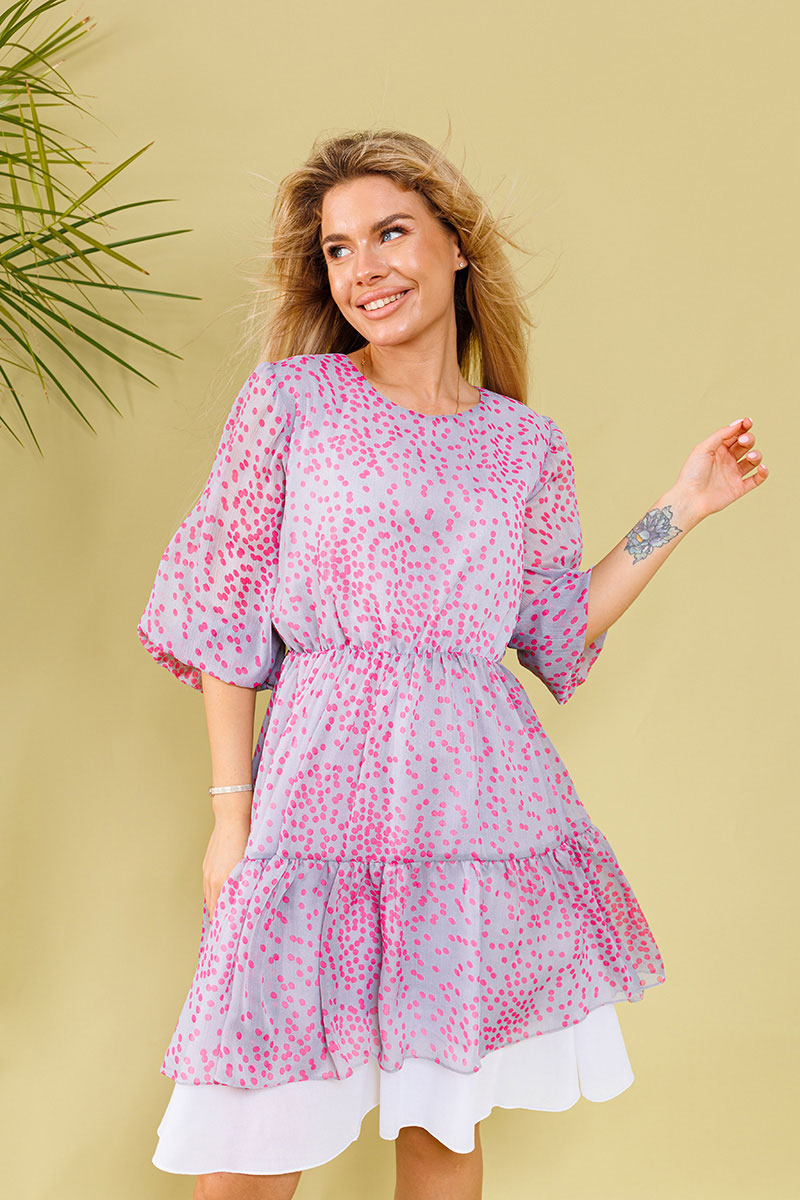 Купить платья мини NikVa 366.2 фуксия + пепел - Описание, фото, цена