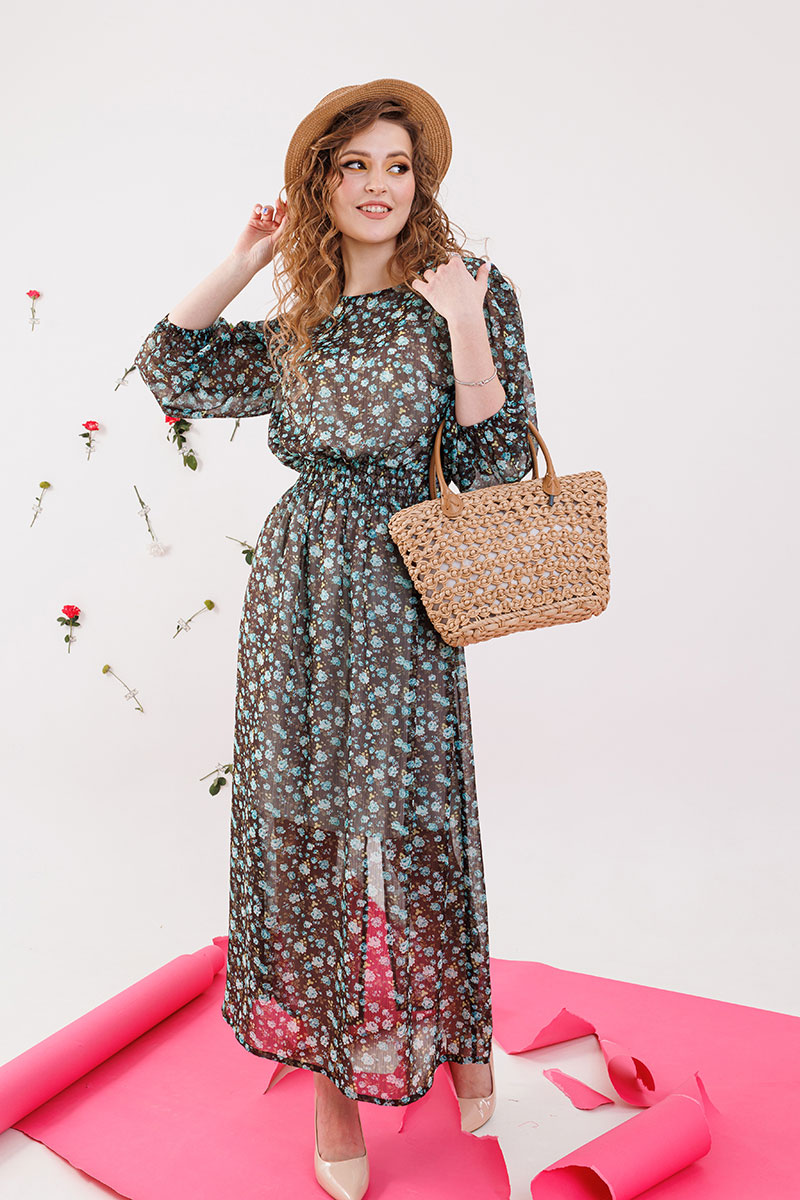 Купить платья макси NikVa 342.11 шоколад, мята - Описание, фото, цена